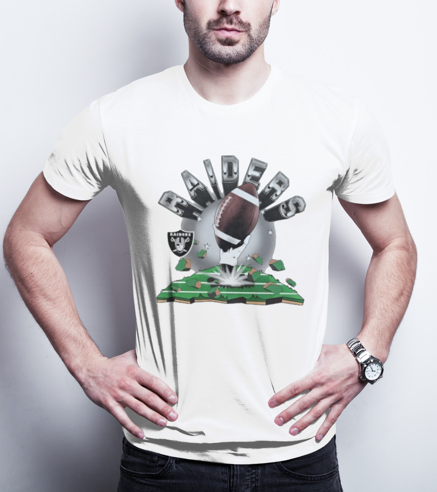Raiders Football 2026 Explosive Clubhouse Breaking Through T-Shirt