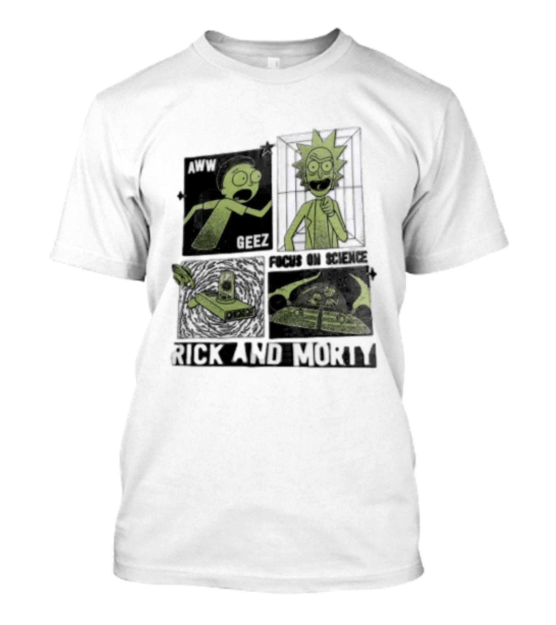 Aww Geez Rick And Morty Focus On Science Spaceship Portal T-Shirt