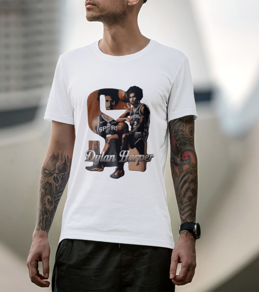 San Antonio Spurs Dylan Harper 2 Sitting Holding Basketball T-Shirt