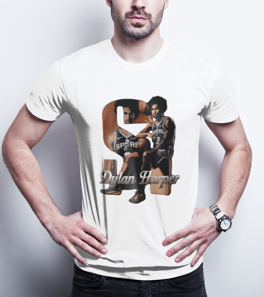 San Antonio Spurs Dylan Harper 2 Sitting Holding Basketball T-Shirt