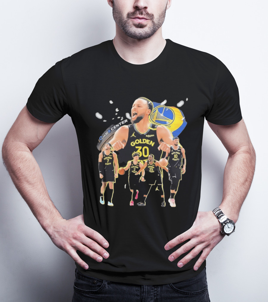Golden State Warriors Players Collage Chase Center Basketball Team Number 30 23 10 7 T-Shirt