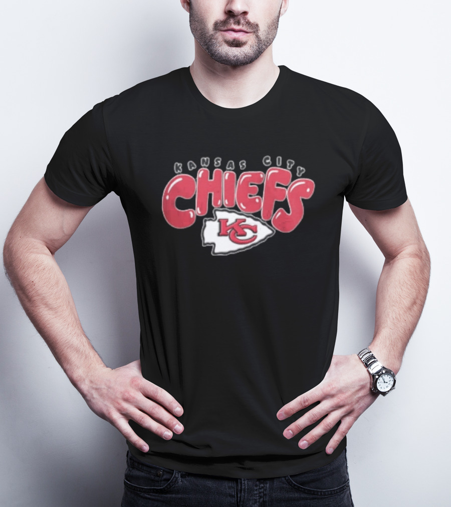 Kansas City Chiefs Red Bubble Lettering Arrowhead KC T-Shirt