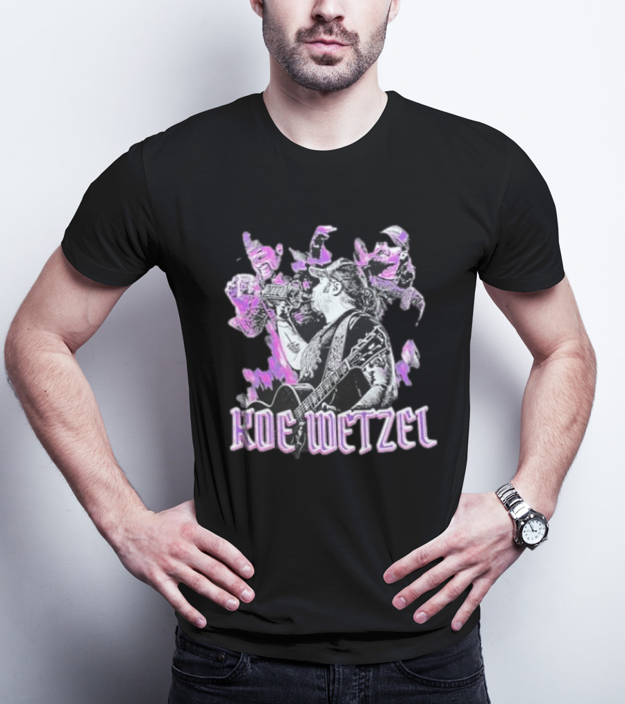 Koe Wetzel Fall Tour 2022 Purple Guitarist Montage T-Shirt
