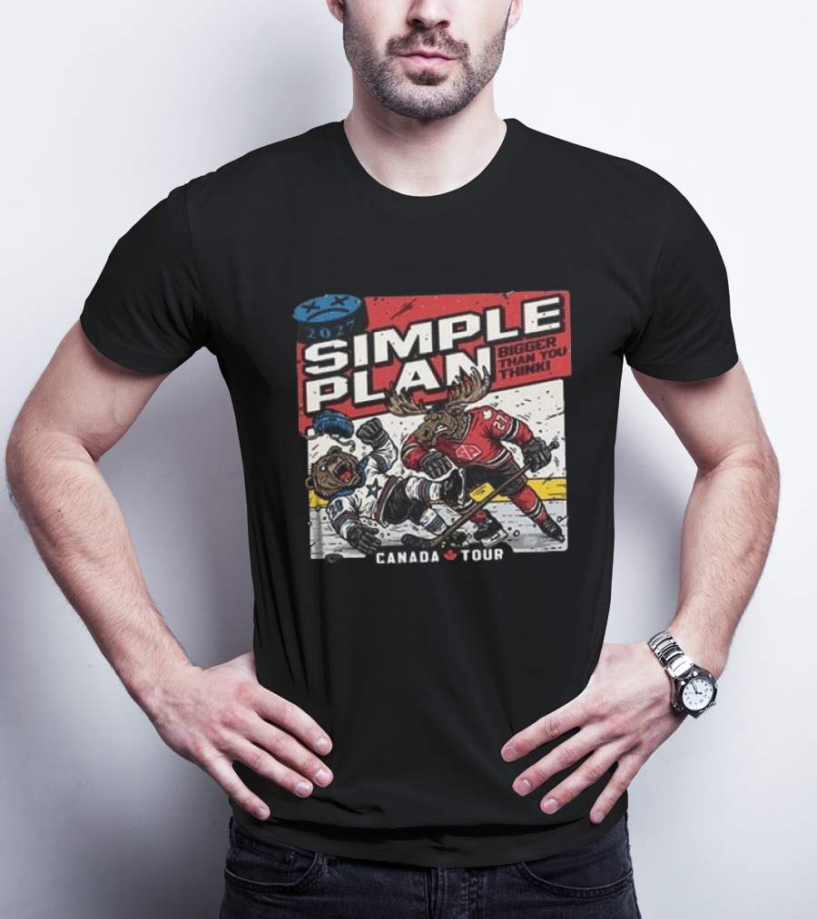 2027 Simple Plan Bigger Than You Think Canada Tour Hockey T-Shirt