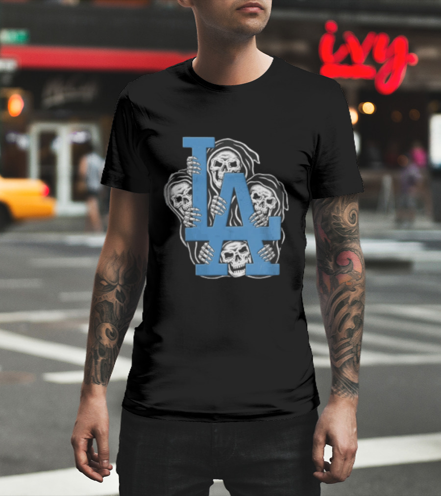 MLB Los Angeles Dodgers LA Four Grim Reapers Holding T-Shirt
