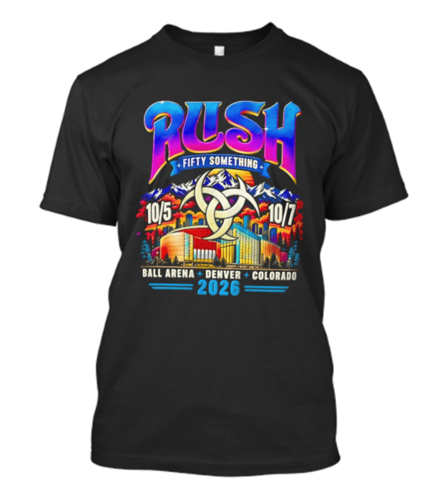 Rush Fifty Something Tour Ball Arena Denver Colorado October 5 7 2026 T-Shirt