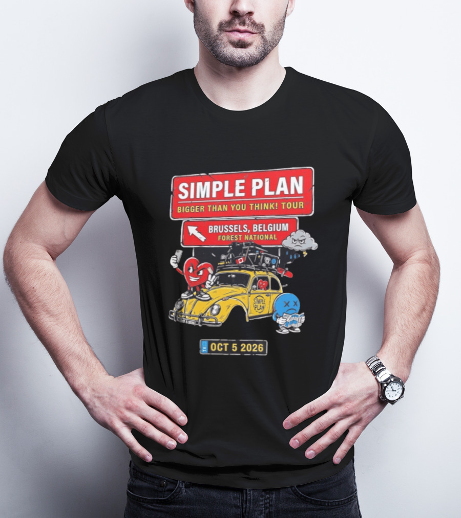 Simple Plan Bigger Than You Think Tour Brussels Belgium Forest National Oct 5 2026 T-Shirt