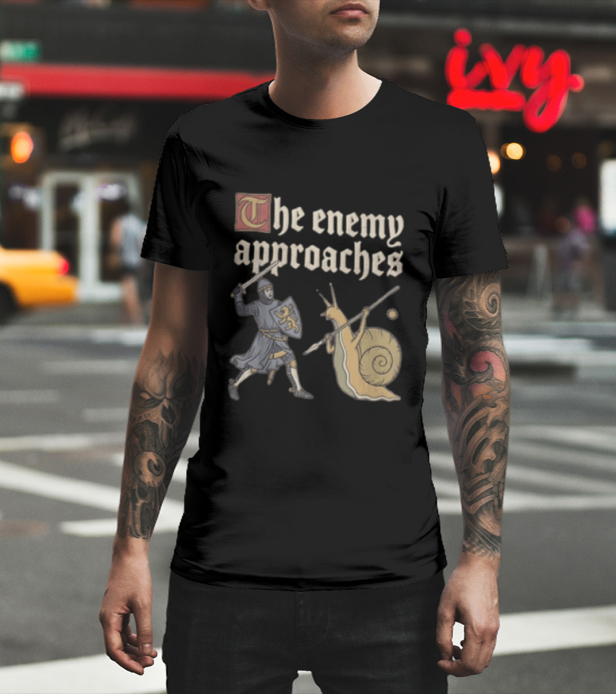 The Enemy Approaches Knight Duel With Snail Warrior In Medieval Battle Scene T-Shirt
