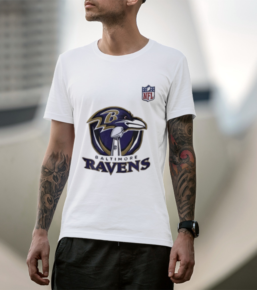 Baltimore Ravens Lamar Jackson 8 NFL Logo Ravens Football T-Shirt