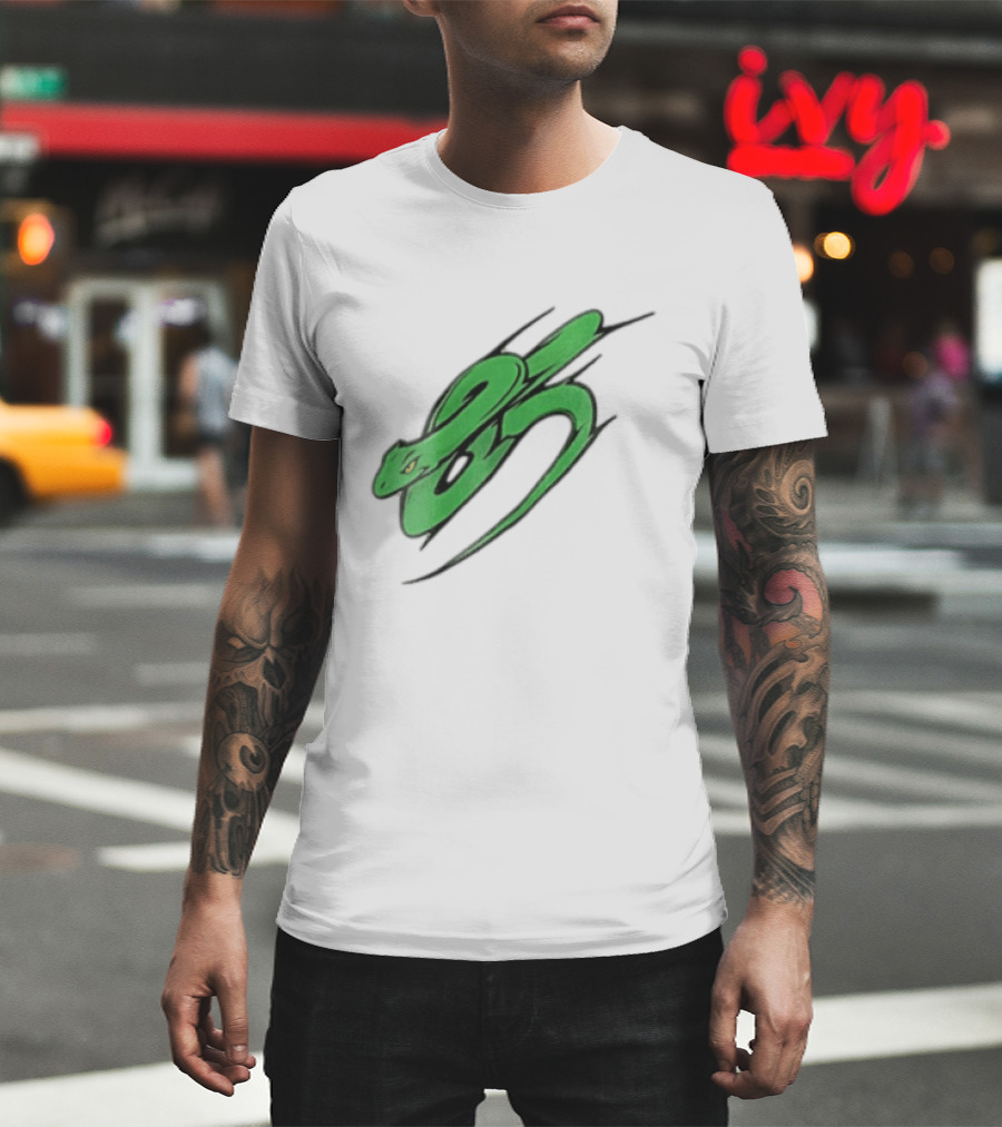 Green Snake Shaped Number Five Serpent T-Shirt