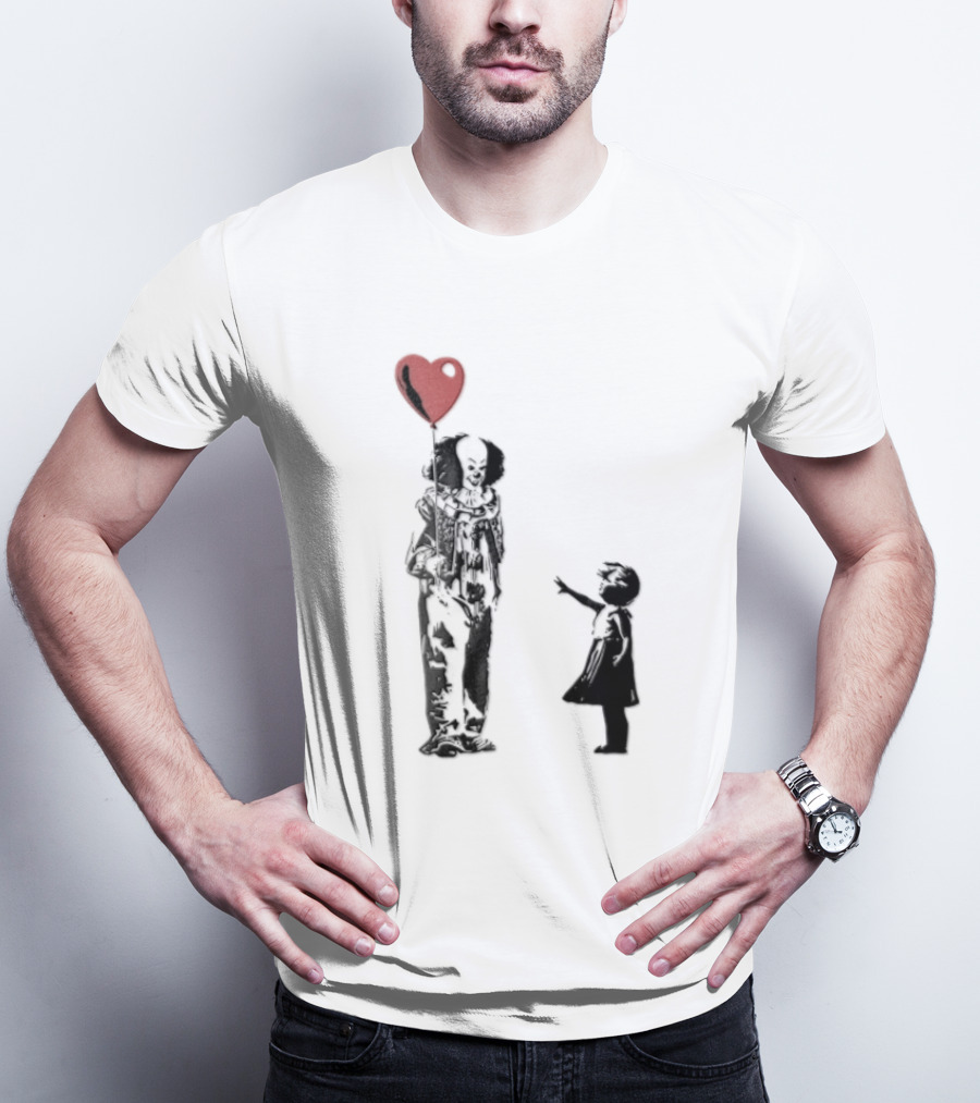Pennywise Clown And Child With Red Heart Balloon T-Shirt