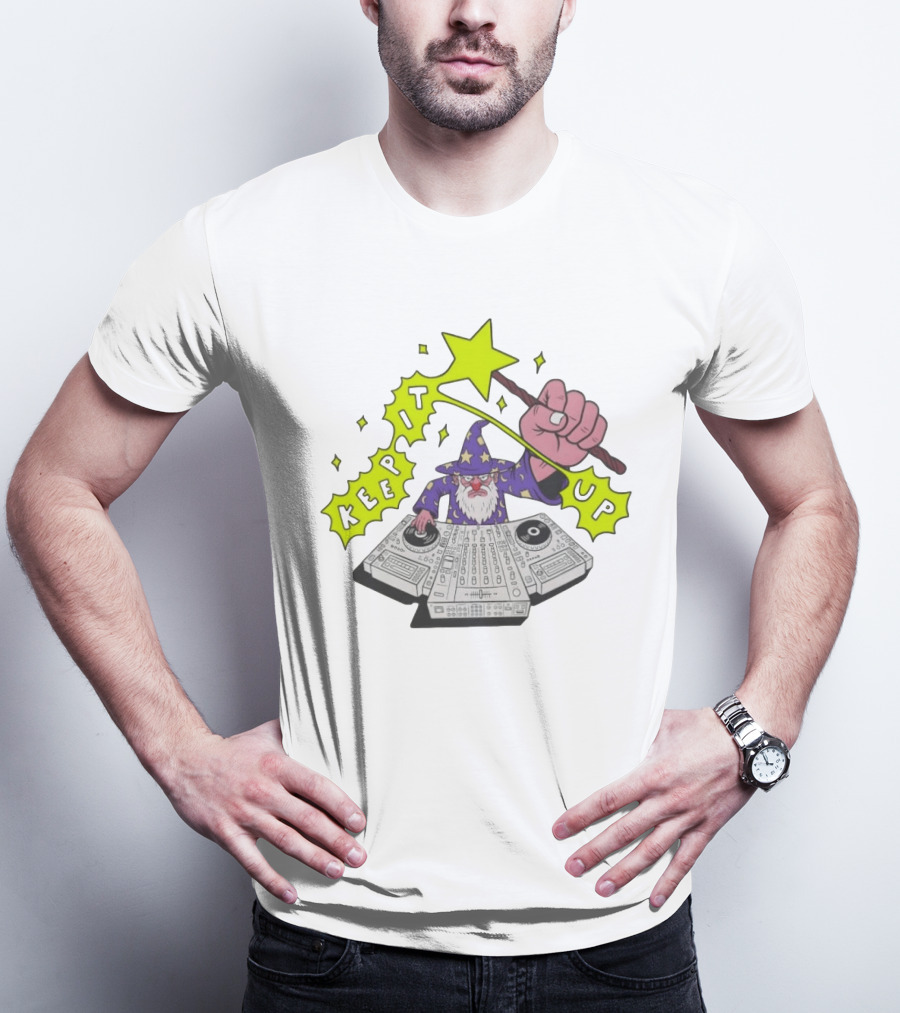 Wizard DJ Keep It Up Music Producer DJing Magic Spell Turntable Controller T-Shirt