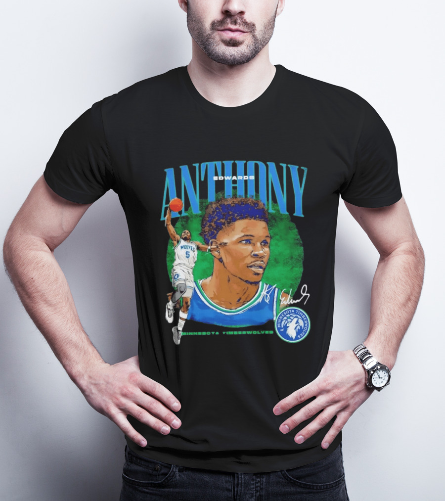 Anthony Edwards No 5 Minnesota Timberwolves Basketball Star Wolves T-Shirt