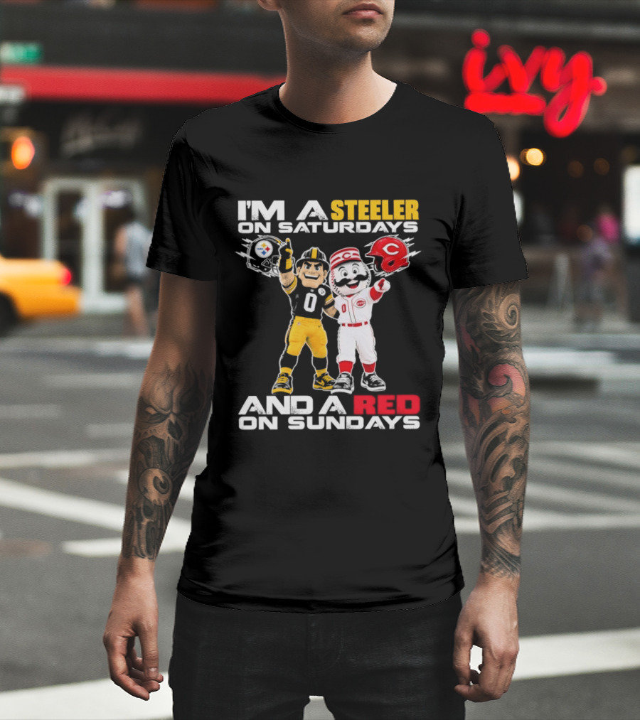 I'm A Steeler On Saturdays And A Red On Sundays With Mascots T-Shirt