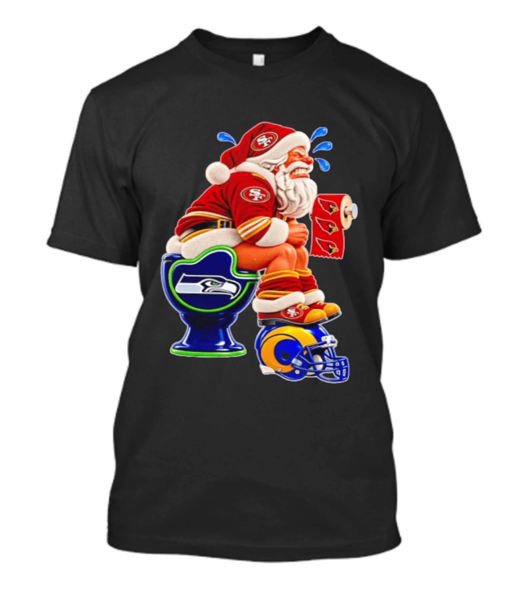 San Francisco 49ers Santa Claus Seahawks Toilet Cardinals Rams Humor T-Shirt