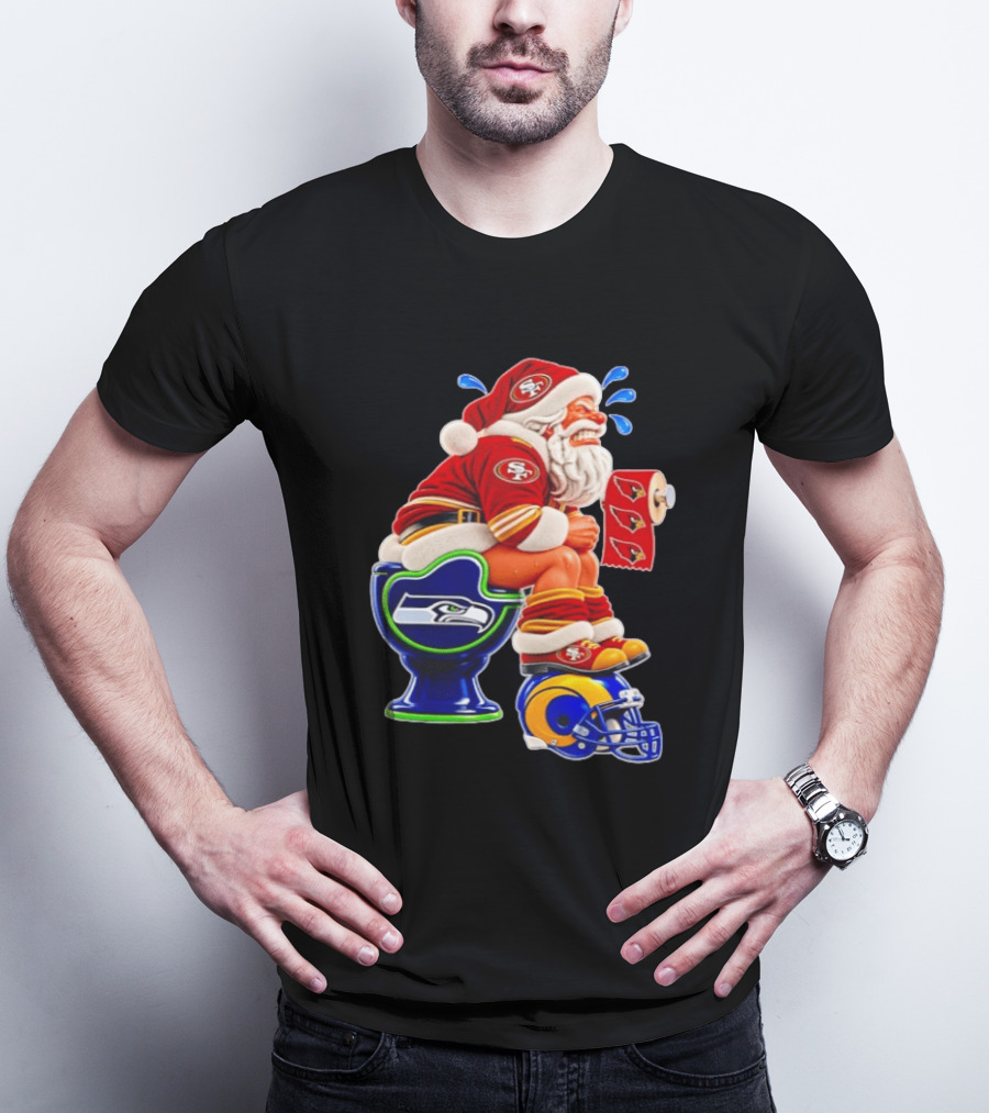 San Francisco 49ers Santa Claus Seahawks Toilet Cardinals Rams Humor T-Shirt