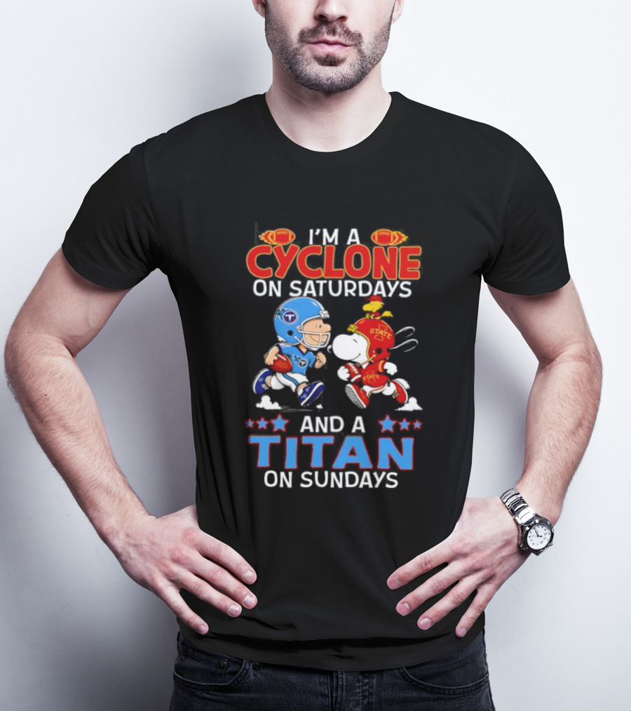 Charlie Brown Cyclone Saturdays Snoopy Titan Sundays Football T-Shirt
