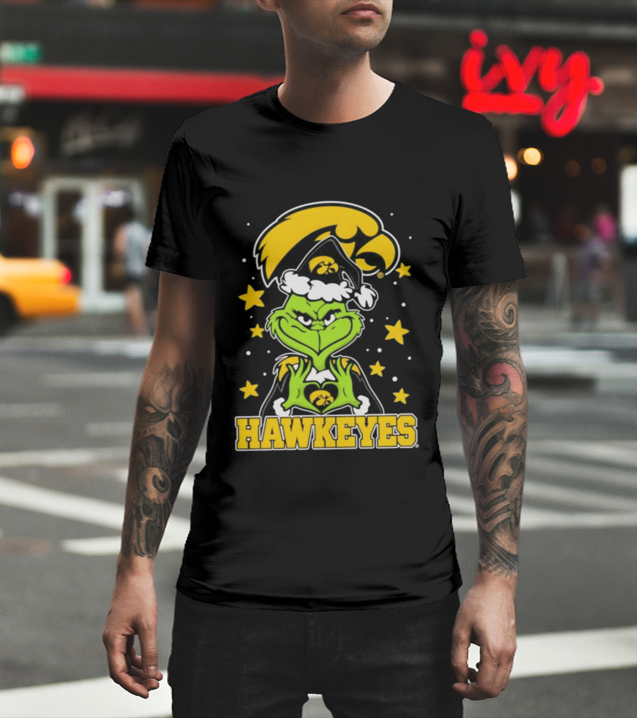 Iowa Hawkeyes Grinch Christmas NCAA Fan Gear T-Shirt