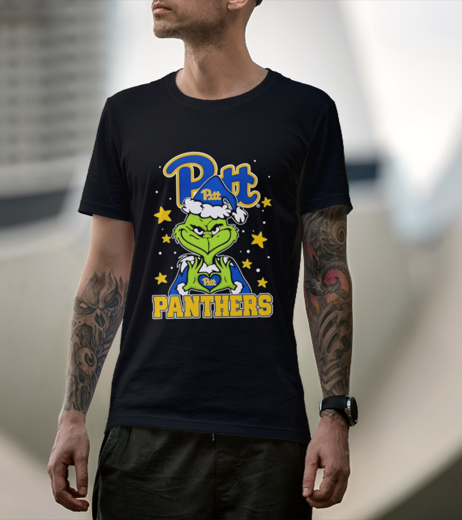 Pitt Panthers The Grinch Heart Hands University Of Pittsburgh T-Shirt