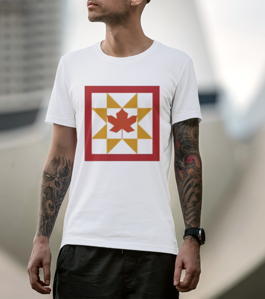 Kentucky Fall Quilt Maple Leaf Star Patchwork T-Shirt