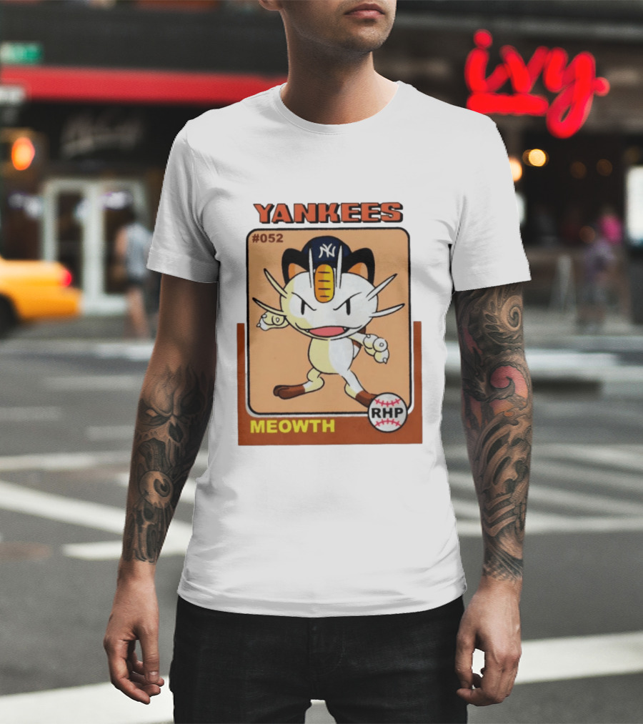 Yankees Meowth #052 RHP Baseball Card T-Shirt