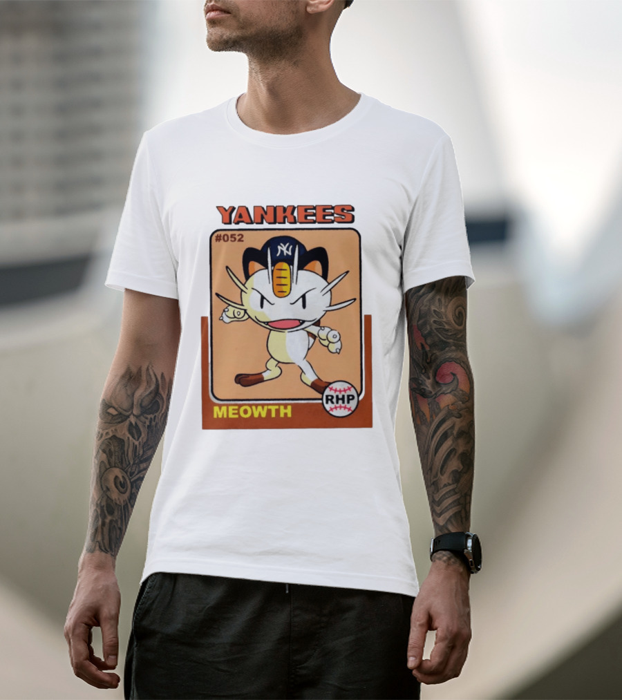 Yankees Meowth #052 RHP Baseball Card T-Shirt