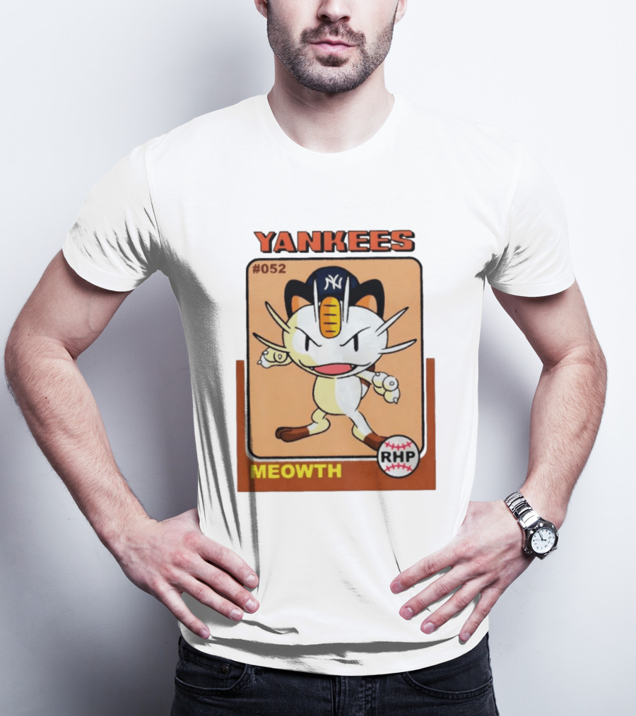 Yankees Meowth #052 RHP Baseball Card T-Shirt