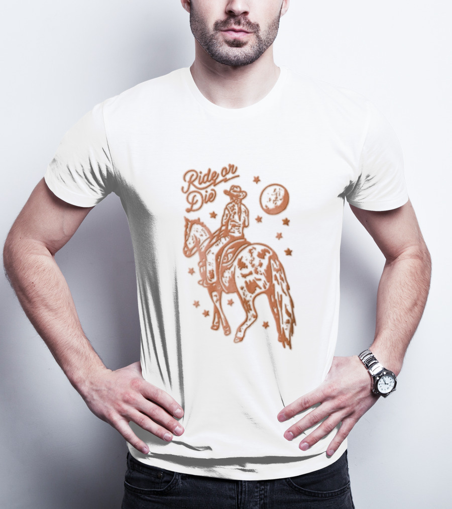 Ride Or Die Cowgirl Horse Under Stars And Moon T-Shirt