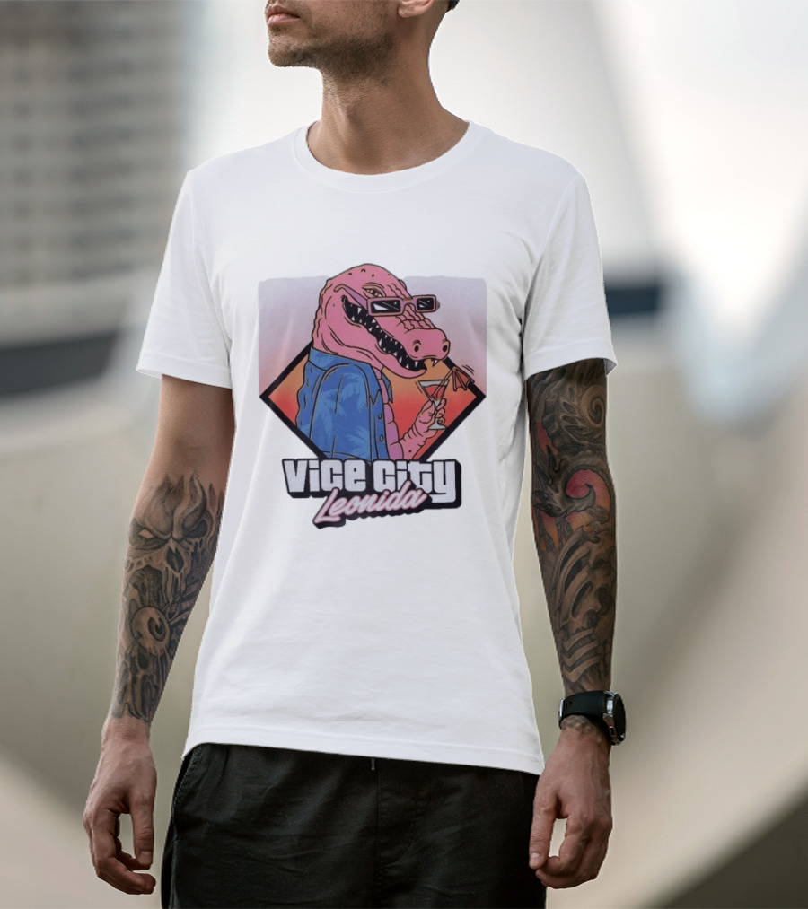 Grand Theft Auto Vice City Leonida Gator With Cocktail Rockstar Games VI T-Shirt