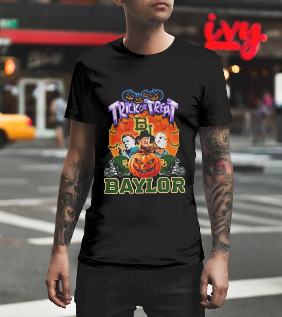 Baylor Bears Halloween 2026 Trick Or Treat Horror Characters T-Shirt