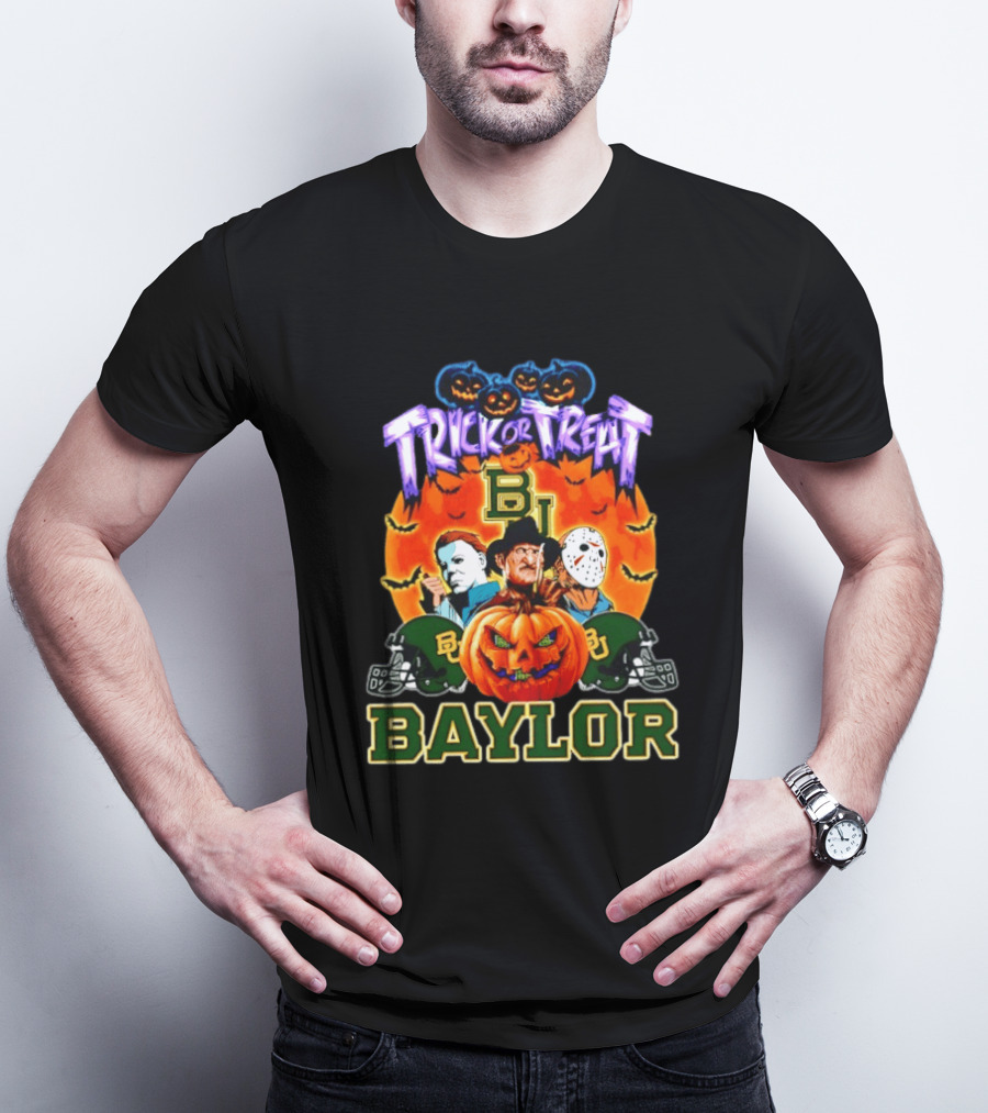 Baylor Bears Halloween 2026 Trick Or Treat Horror Characters T-Shirt