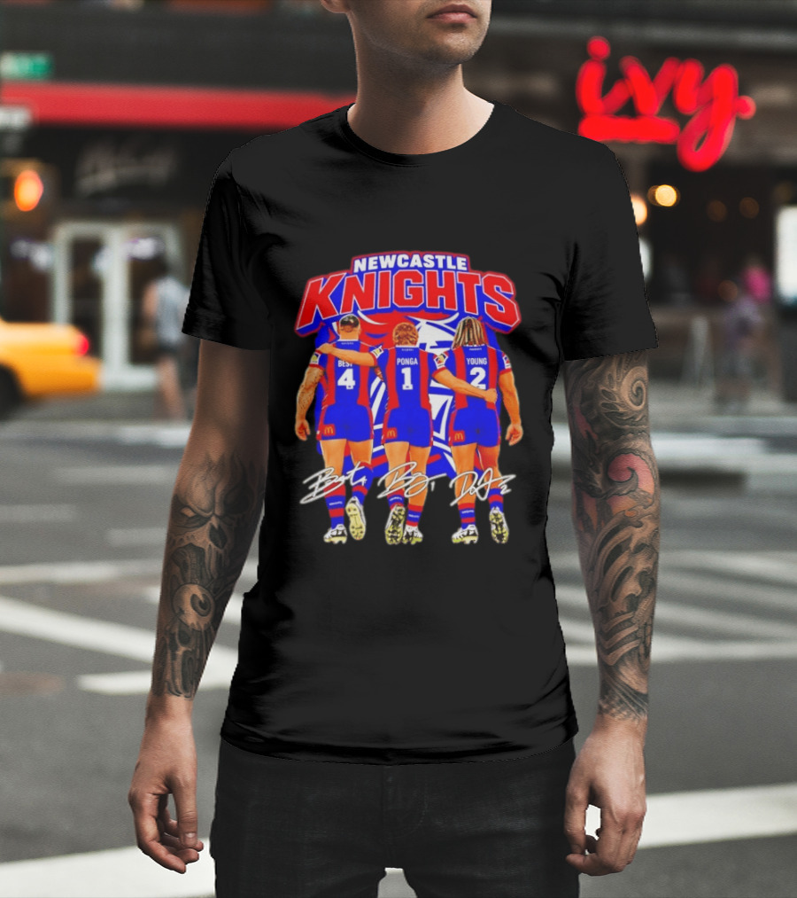 Newcastle Knights Best Ponga Young Football Signatures T-Shirt