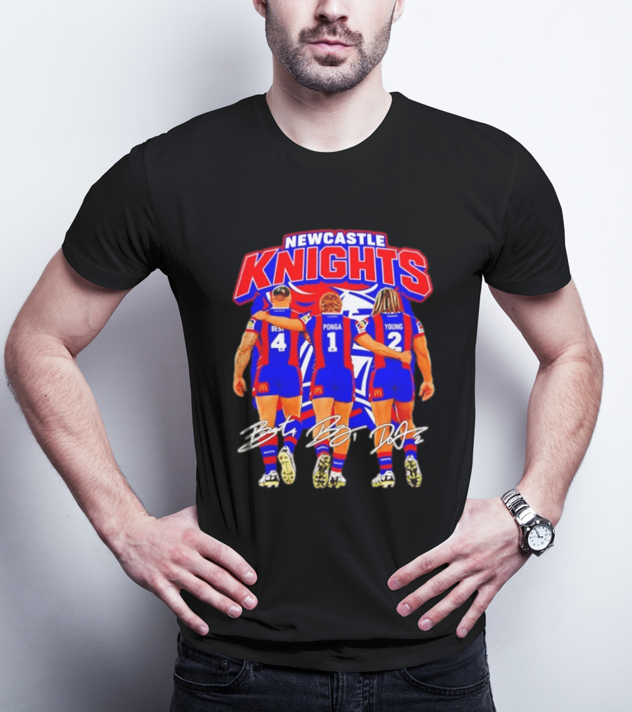 Newcastle Knights Best Ponga Young Football Signatures T-Shirt