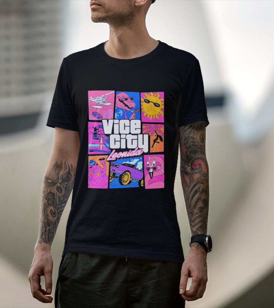 Vice City Leonida Sun Shades Crocodile Pink Car T-Shirt