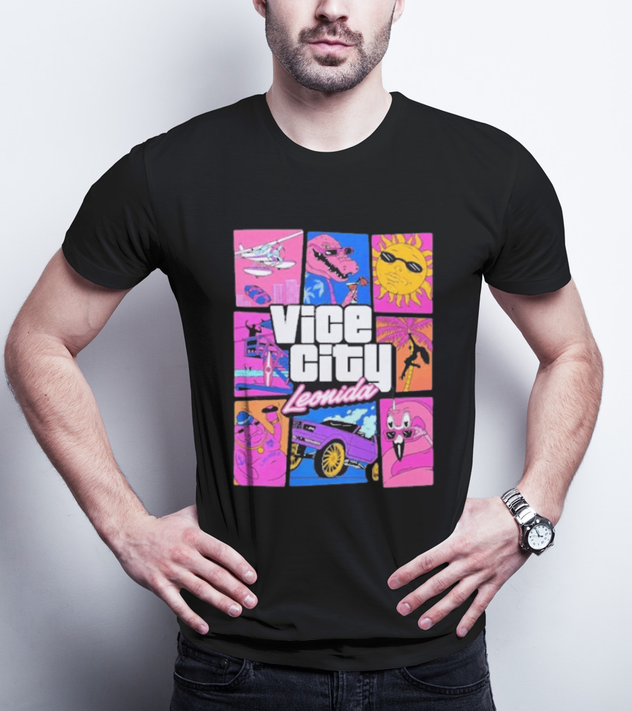 Vice City Leonida Sun Shades Crocodile Pink Car T-Shirt