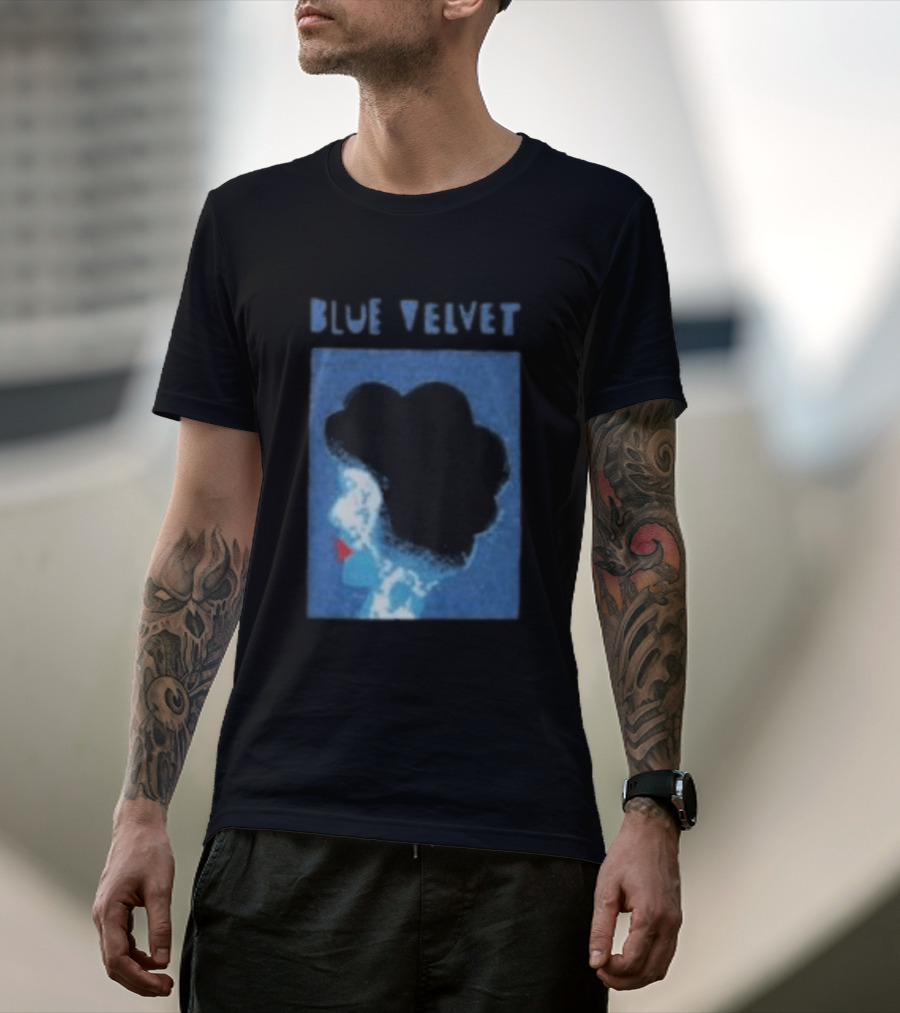 Blue Velvet Afro Silhouette Red Lips T-Shirt