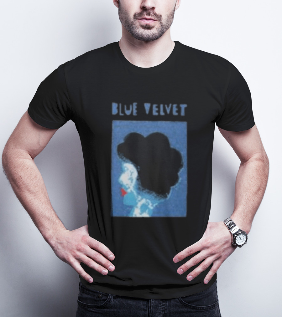 Blue Velvet Afro Silhouette Red Lips T-Shirt