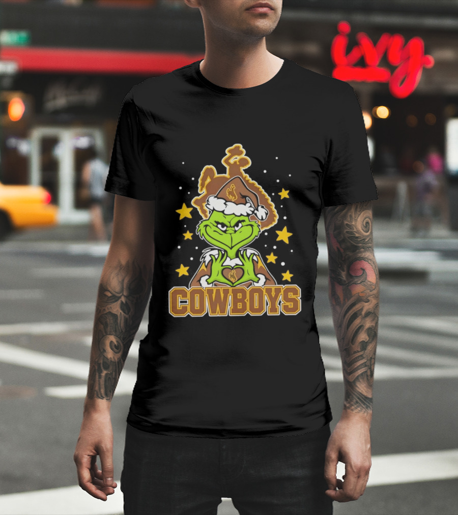 Grinch Cowboys Christmas Wyoming College Football T-Shirt
