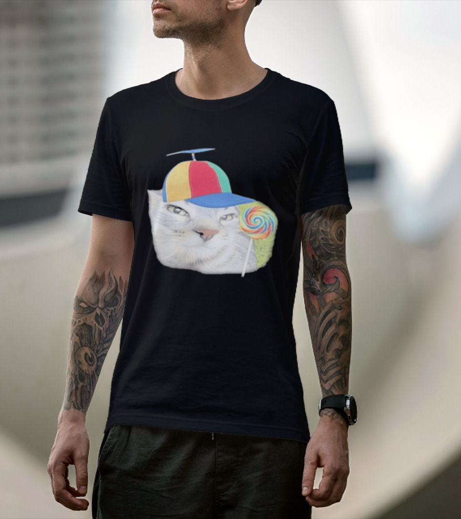 Silly Kitty Cat Candy Rainbow Cap Lollipop T-Shirt