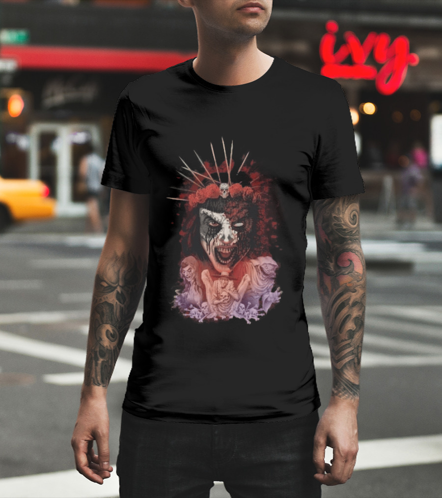 Universal Halloween Horror Nights 2026 Masked Horror Queen And Ghoulish Figures T-Shirt