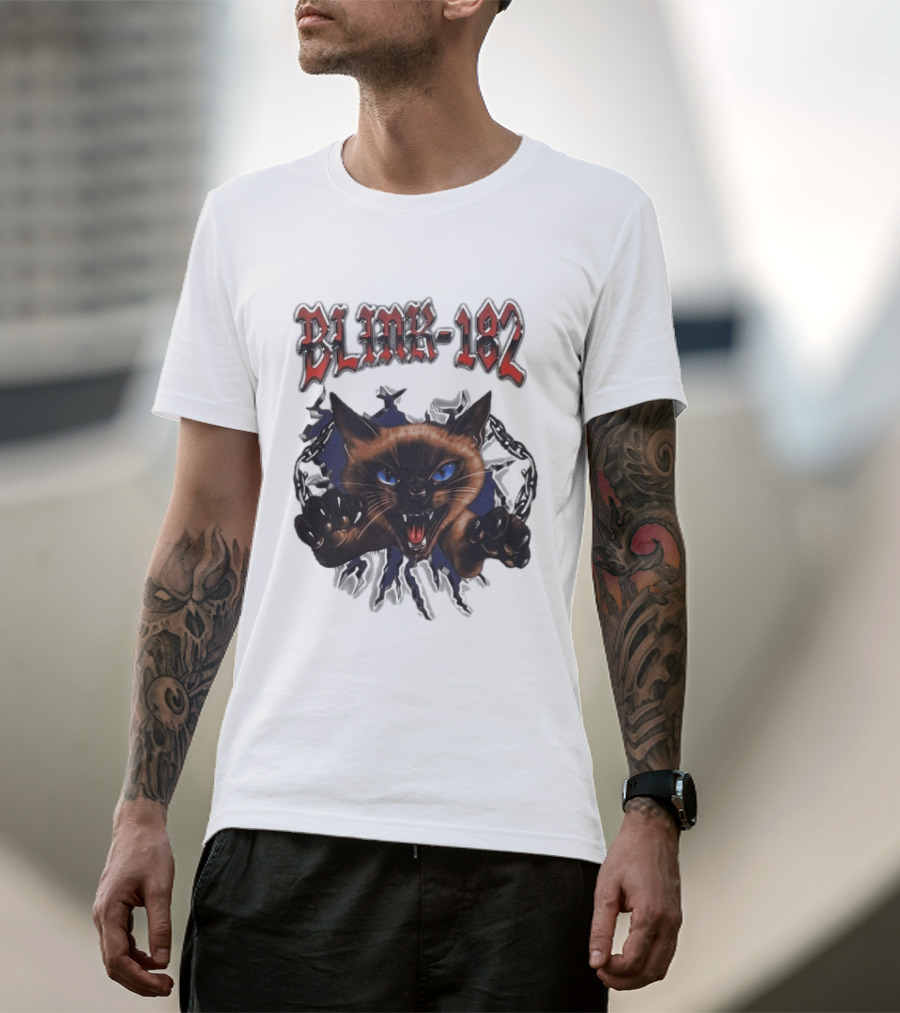 Blink 182 Cheshire Cat Angry Siamese Chain Breakout T-Shirt