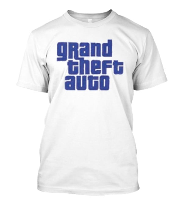 Grand Theft Auto Vintage Text Graphic Blue Aesthetic T-Shirt