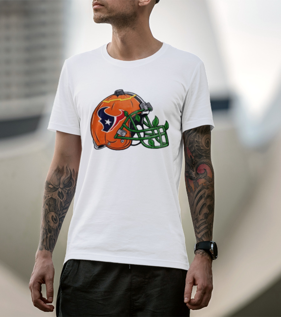 Houston Texans Pumpkin Helmet Halloween Football Fan T-Shirt