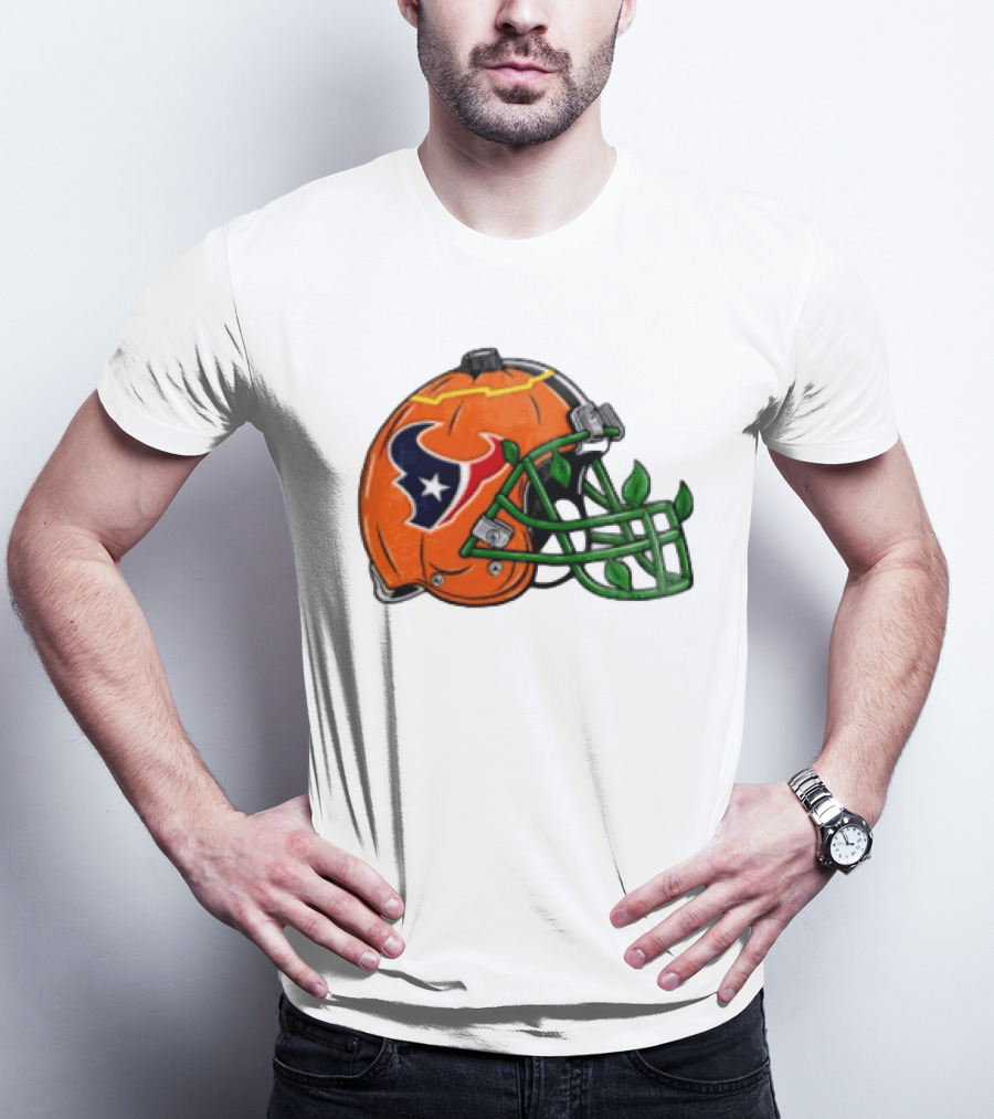 Houston Texans Pumpkin Helmet Halloween Football Fan T-Shirt