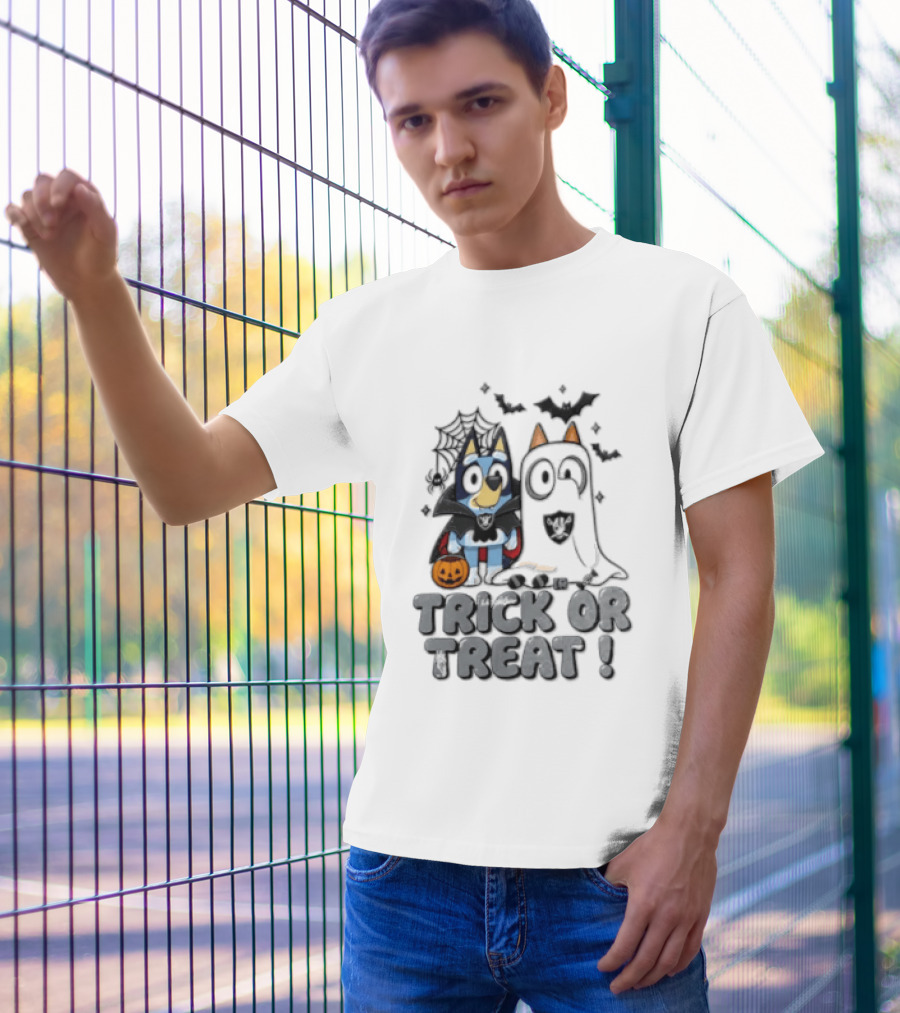 Las Vegas Raiders Bluey Trick Or Treat Halloween Costume Party T-Shirt