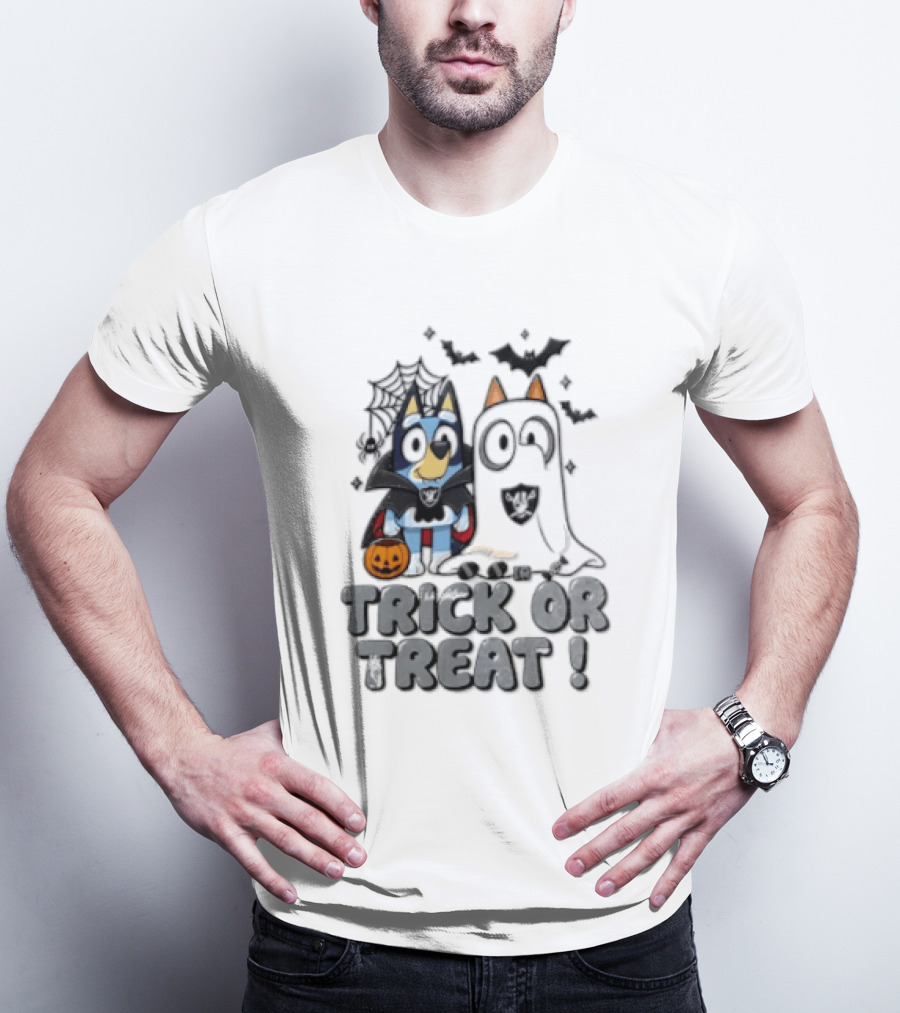 Las Vegas Raiders Bluey Trick Or Treat Halloween Costume Party T-Shirt