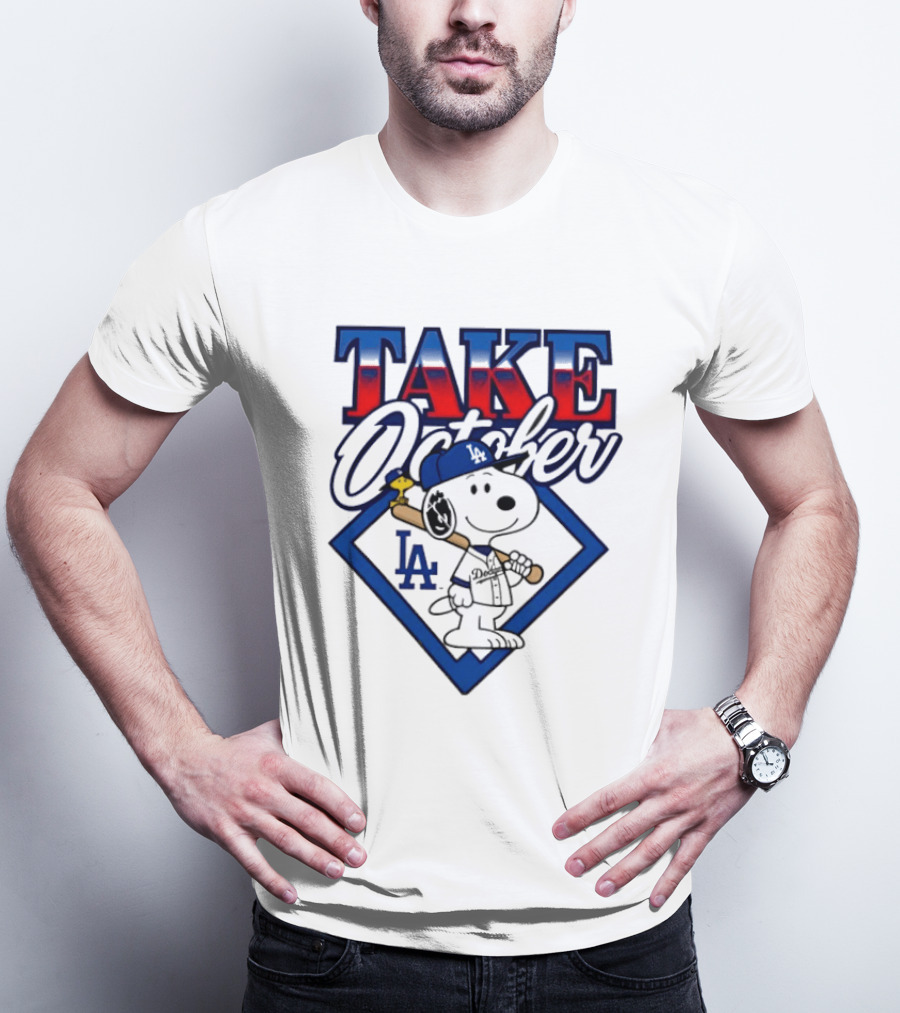 Los Angeles Dodgers Take October Snoopy Baseball Collaboration T-Shirt