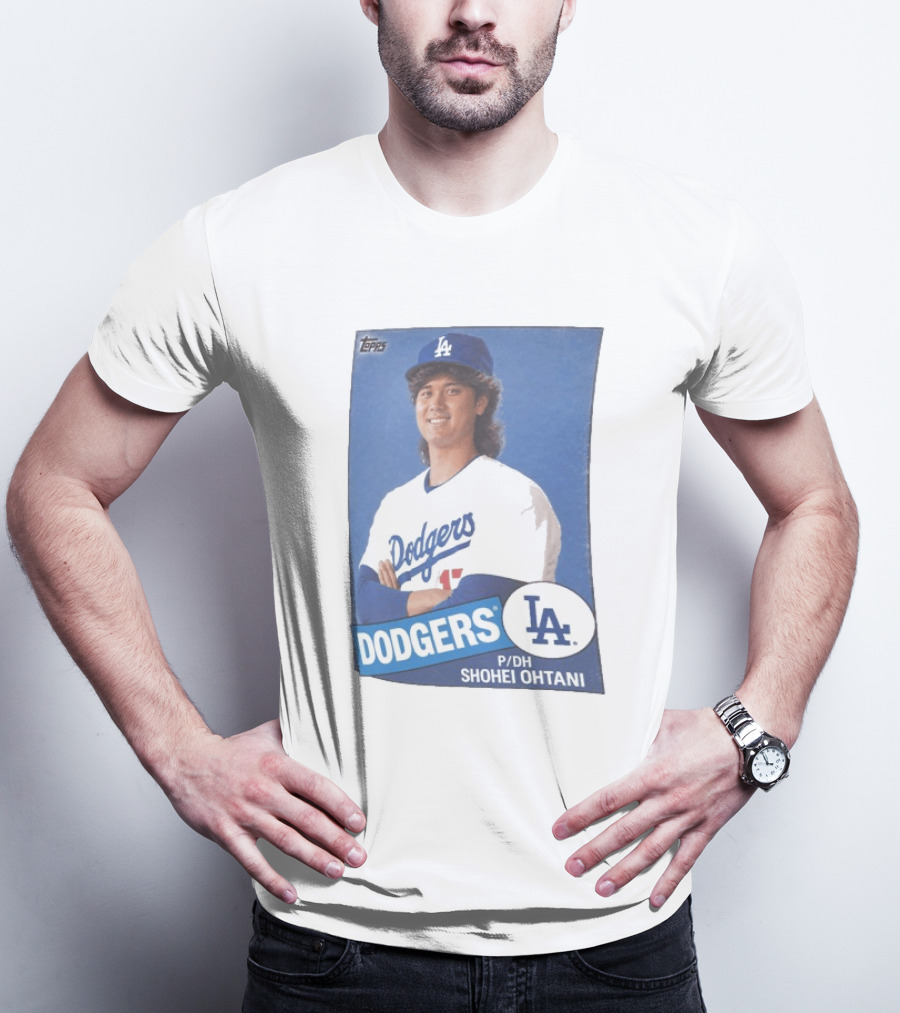 Shohei Ohtani Dodgers P/DH 80s Topps Los Angeles Baseball Card T-Shirt