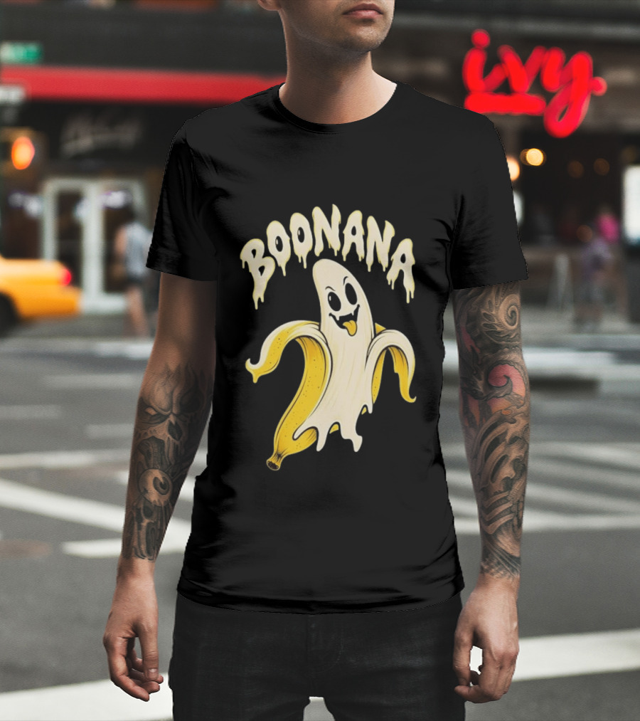 Boonana Spooky Ghost Pun Halloween Banana T-Shirt