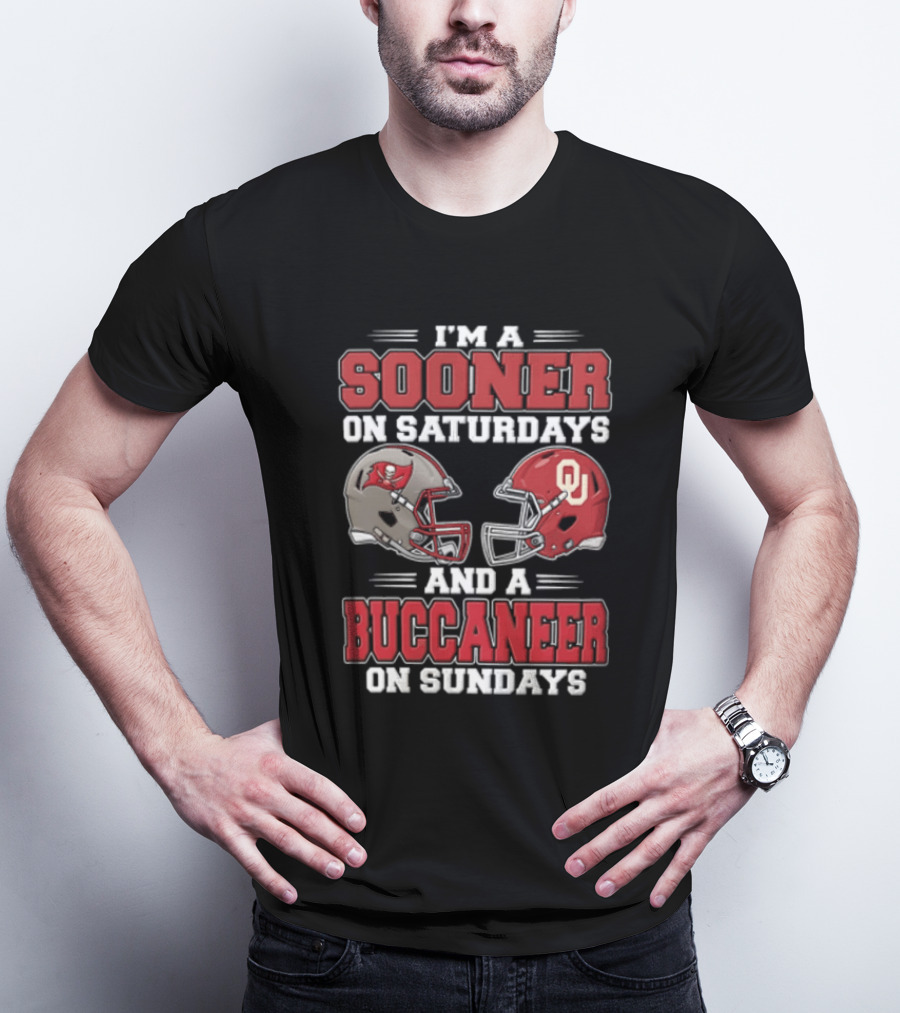 I'm A Sooner On Saturdays And A Buccaneer On Sundays Football Helmets T-Shirt